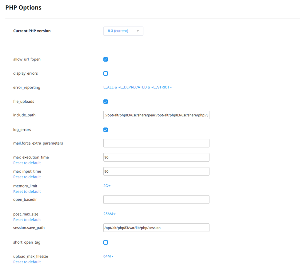 How to modify PHP options – Easyhost Documentation